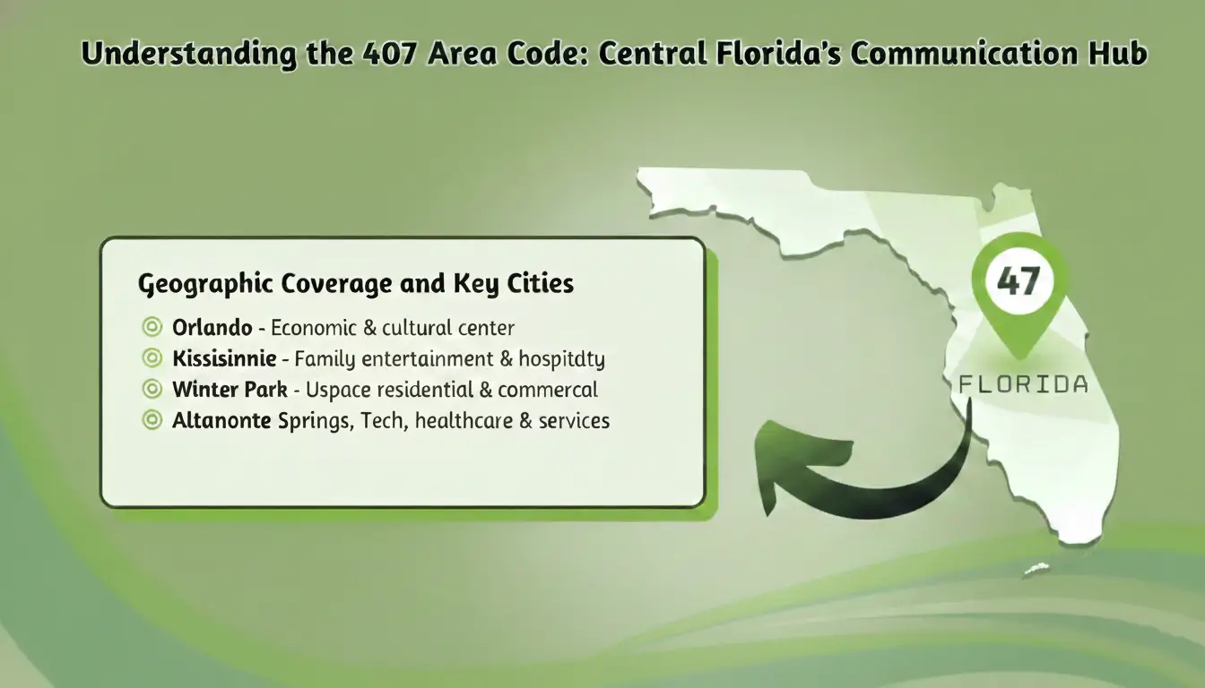 Código de área 407: mapa, zona horaria y búsqueda de teléfono en Orlando